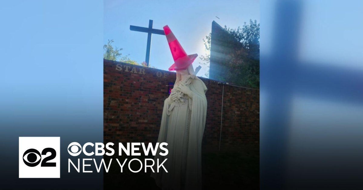 Statues at Queens church defaced, police investigating - CBS New York
