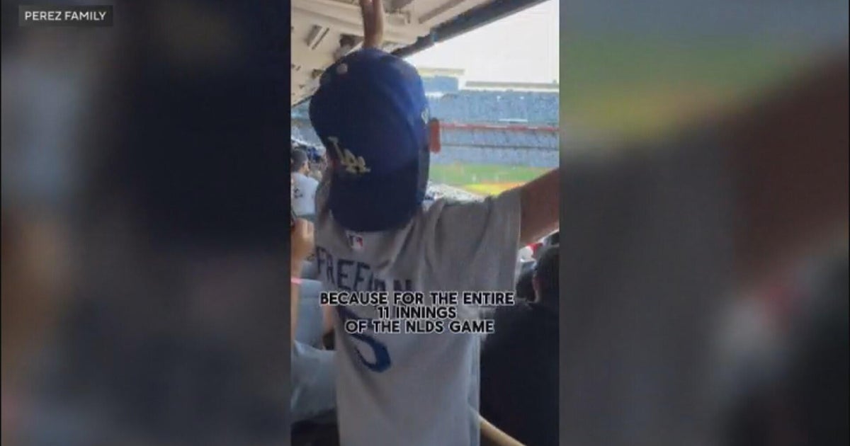 Young fan relentlessly cheers on Dodgers during NLDS thriller - CBS Los ...