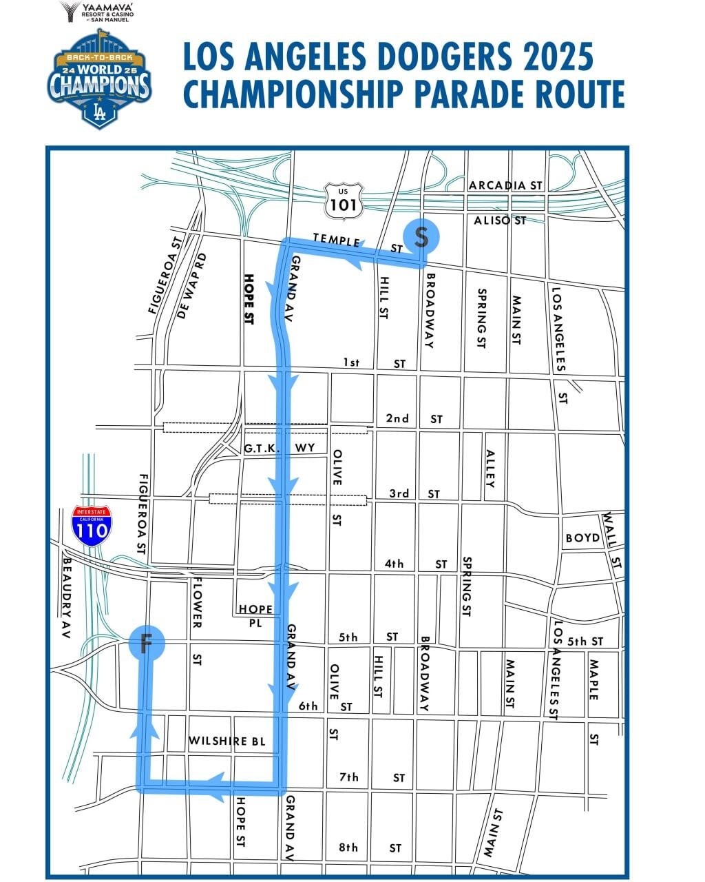 The Dodgers World Series Championship Parade takes place in downtown ...