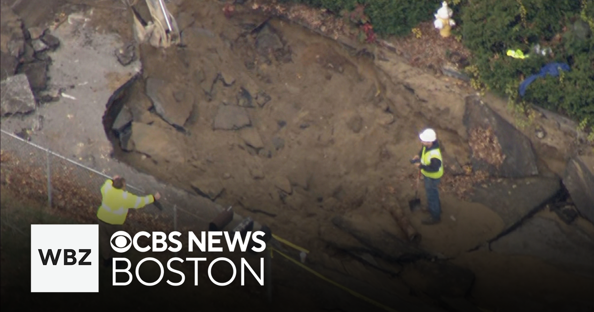 Water main break floods roads in Westford - CBS Boston