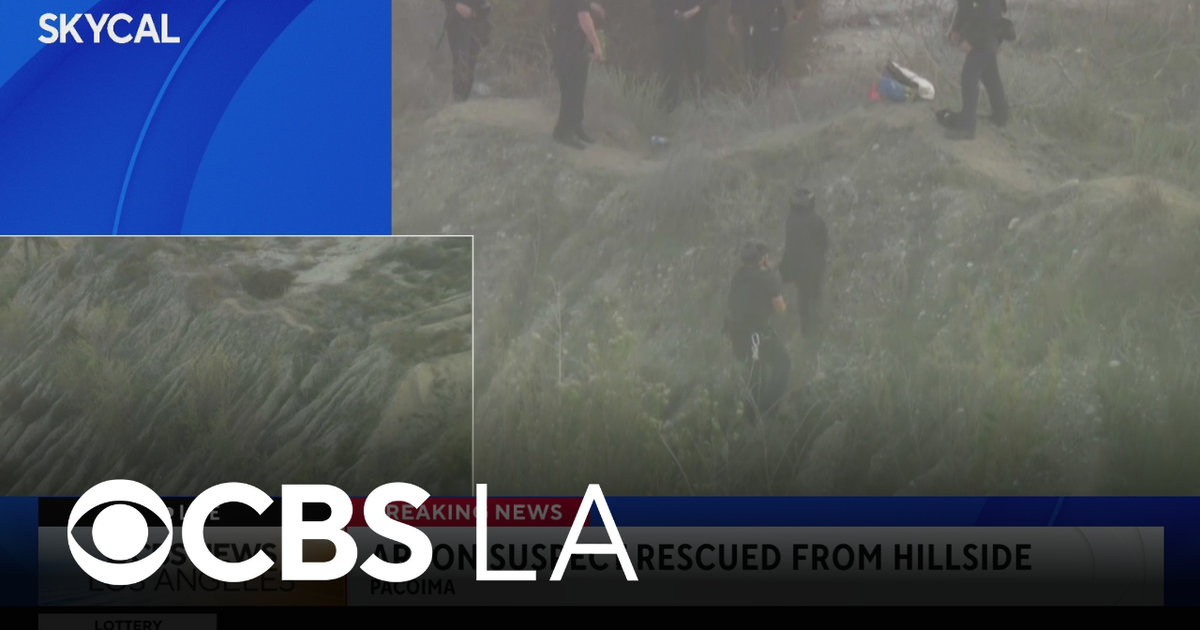 Arson suspect rescued from Pacoima rock quarry - CBS Los Angeles