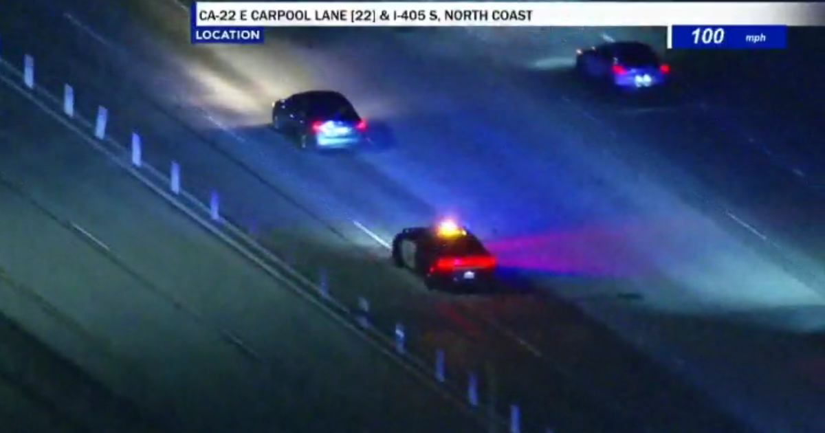 CHP pursuit with speeding driver loops from LA County to Orange County ...