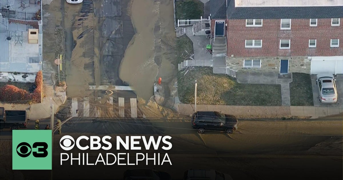 Water main break floods Philadelphia streets Tuesday morning - CBS ...
