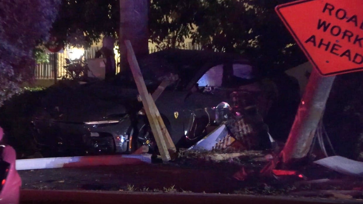 Surveillance video shows dramatic moment stolen Ferrari slams into ...