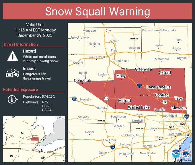 Winter weather woes: Metro Detroit sees power outages, snow squalls ...