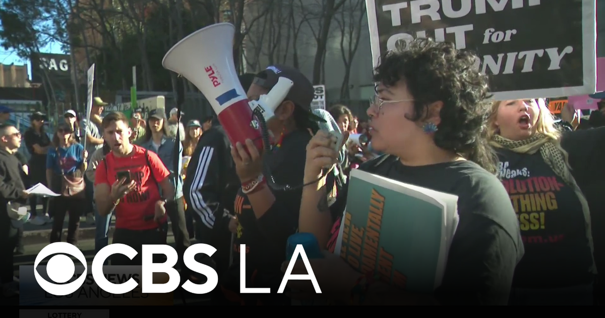 Thousands protest ICE with march through downtown Los Angeles - CBS Los ...