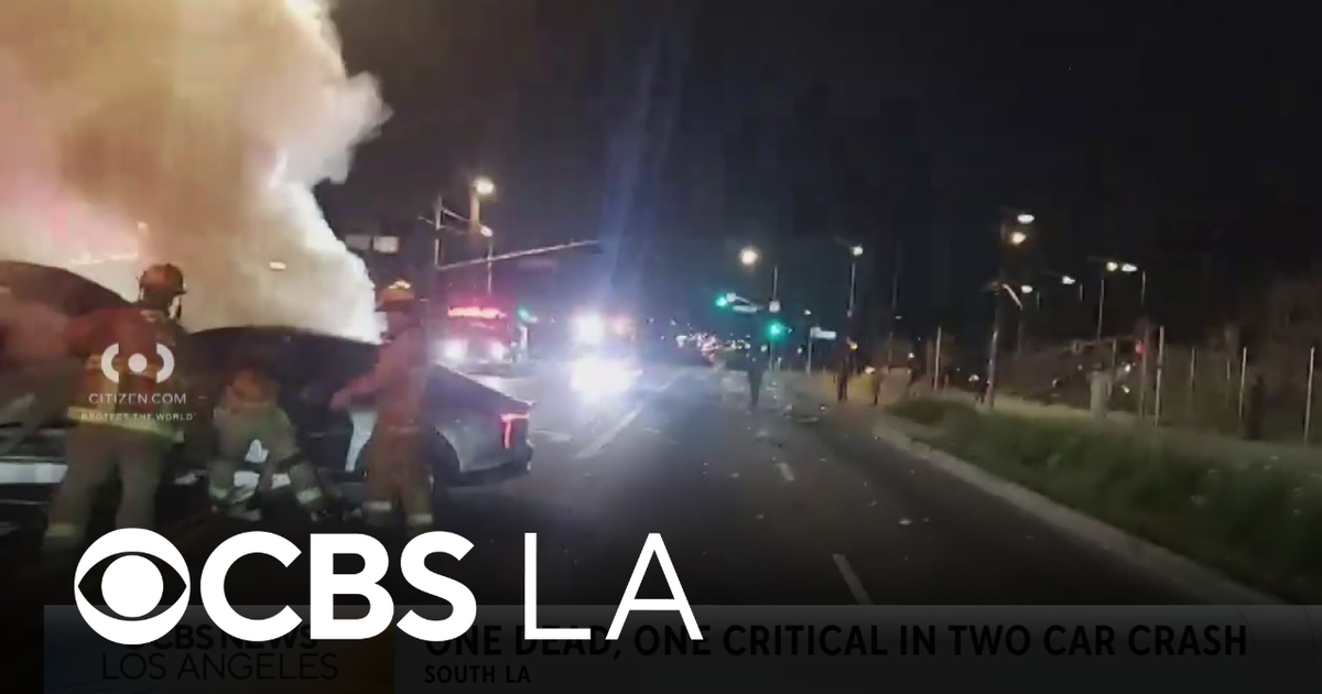 Fiery crash in South LA leaves 1 dead, 1 critically injured - CBS Los ...