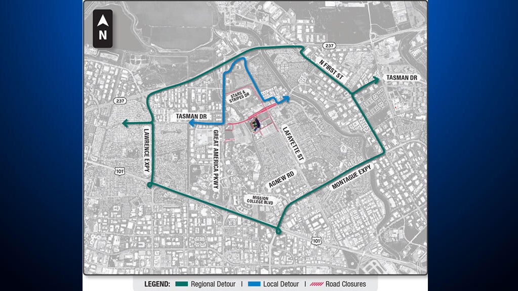 Key roads near Levi's Stadium in Santa Clara closed ahead of Super Bowl ...