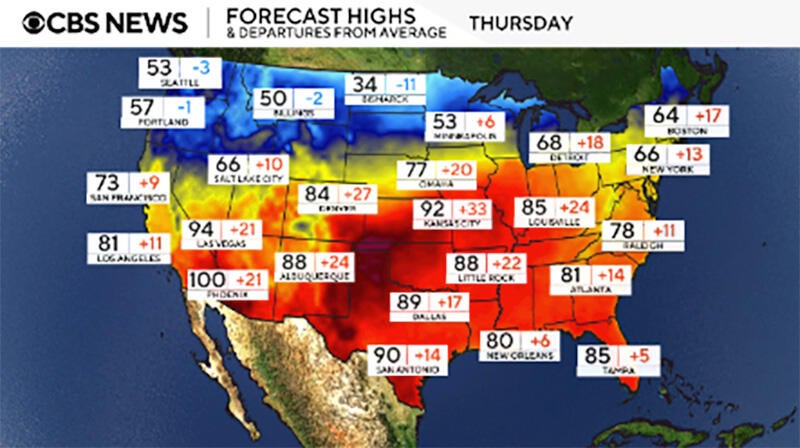 Record-high temperatures set in over a dozen states as heat wave moves ...