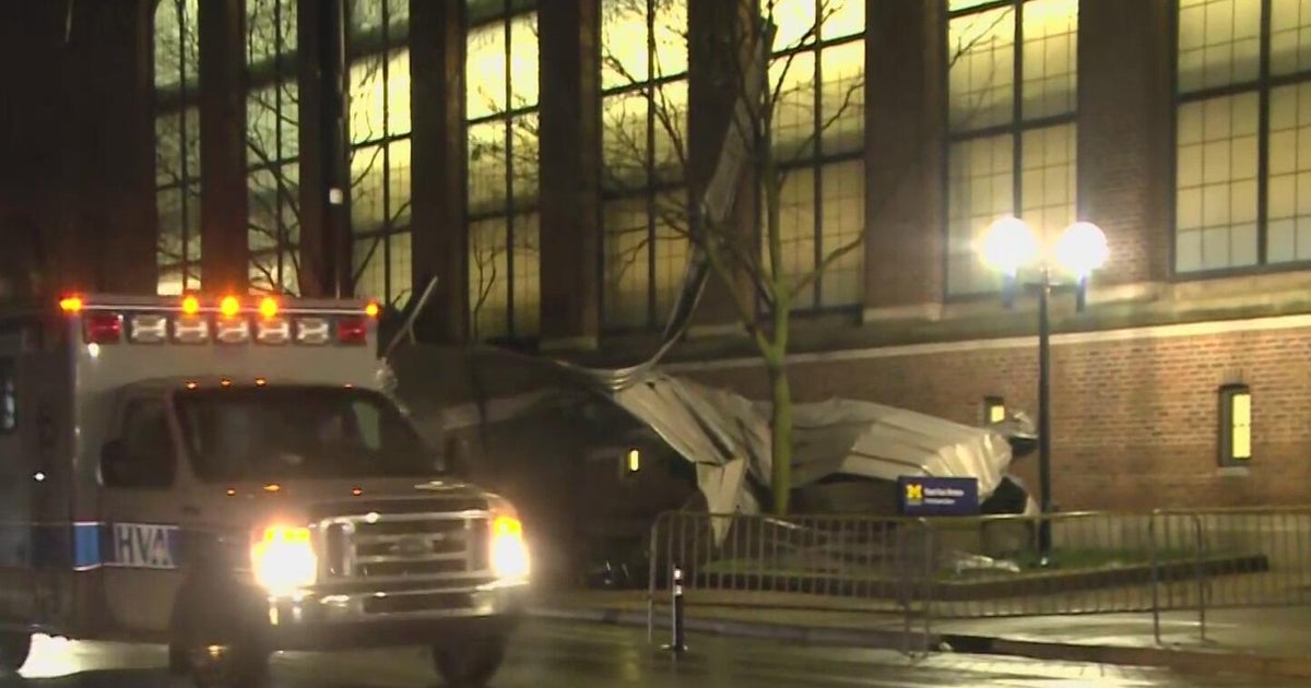 Storm damage to U-M Yost Ice Arena - CBS Detroit