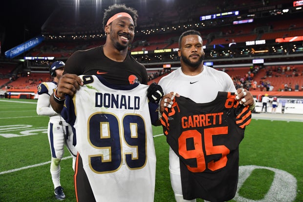 Rams introduce Myles Garrett; Sean McVay stokes speculation over Aaron ...